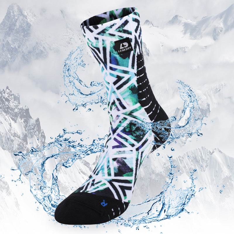 LEAKDRY Waterproof Breathable Socks Crew Digital Printing Pattern ...