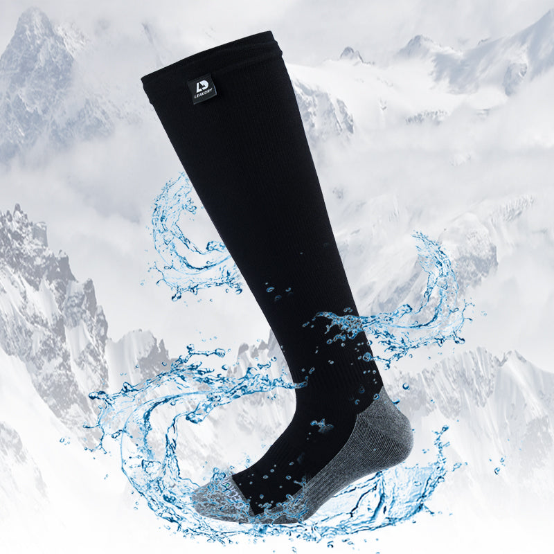 LEAKDRY Merino Wool Thermal Waterproof Socks Knee High Black&Grey ...